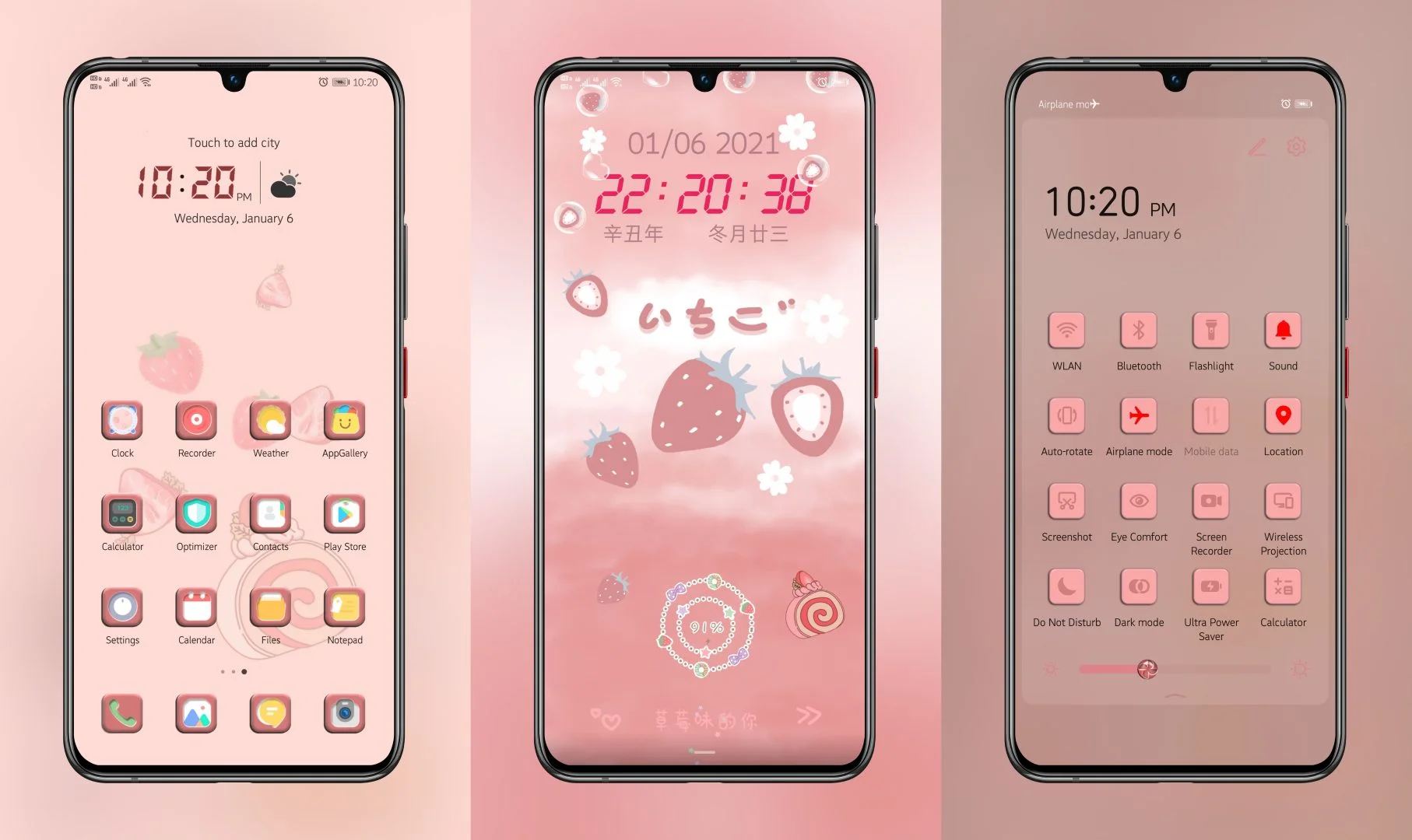 Strawberry Theme for EMUI 11/10/9 and Magic UI 4/3/2 | Huawei Theme