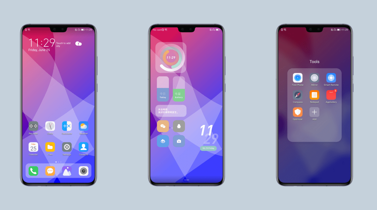 Geometric Blue Gradient Theme for Huawei HarmonyOS and EMUI 11/10/9 ...