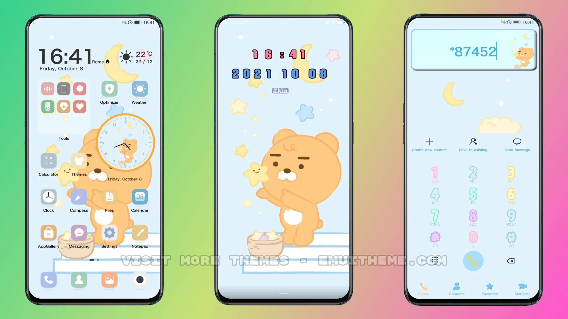 Cute Bear v7 Theme for Huawei EMUI 12/11/10/9 and HarmonyOS | Huawei Theme