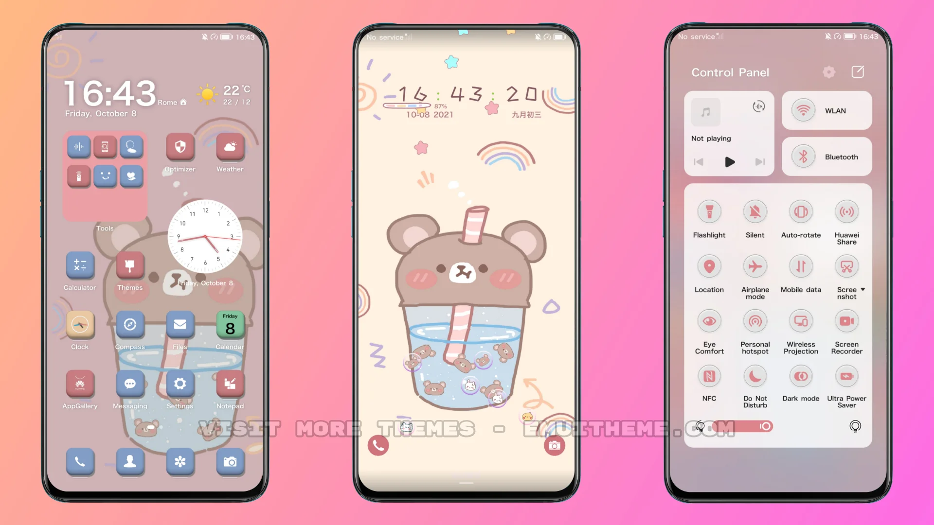 Cute Bear v8 Theme for Huawei EMUI 12/11/10/9 and HarmonyOS | Huawei Theme