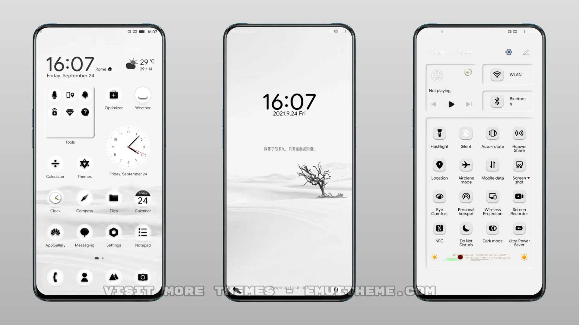 Morandi White Theme for Huawei EMUI 12/11/10/9 and HarmonyOS | Huawei Theme