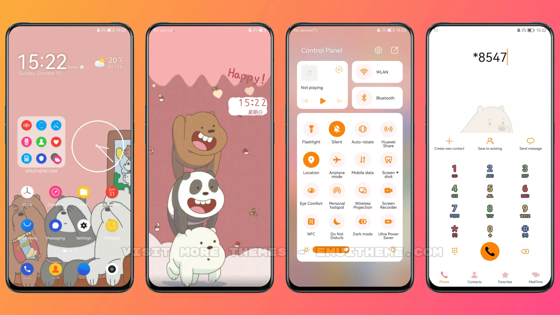 Three Bears Theme for Huawei EMUI 12/11/10/9 and HarmonyOS | Huawei Theme